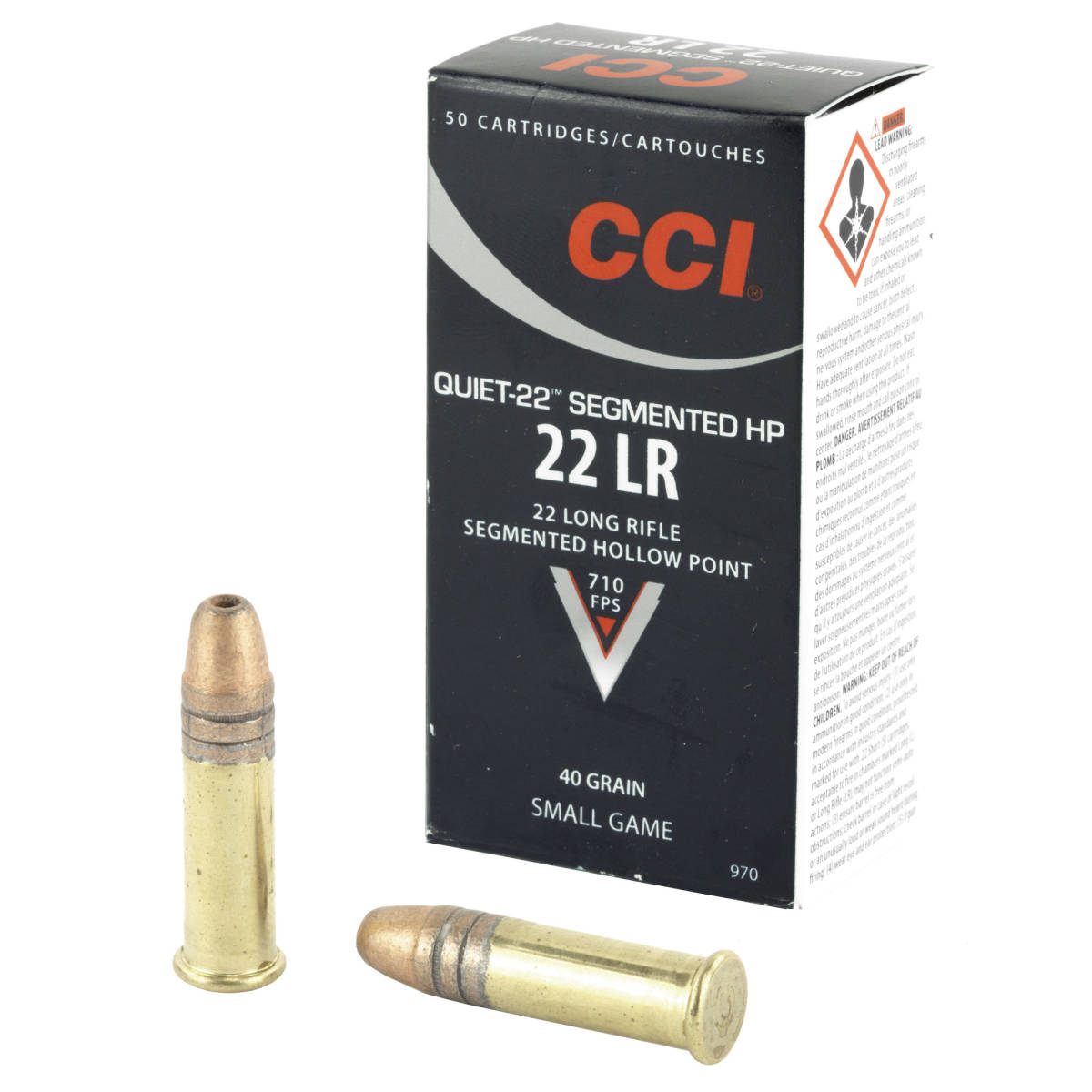 CCI 970 Quiet-22 Segmented HP 22LR 40gr Hollow Point 50 Per Box/100 ...