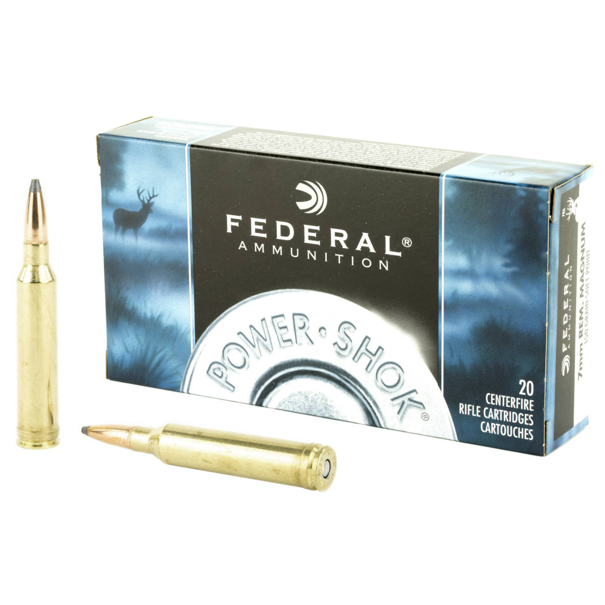 Federal 7RA Power-Shok 7mmRemMag 150gr Jacketed Soft Point 20 Per Box ...