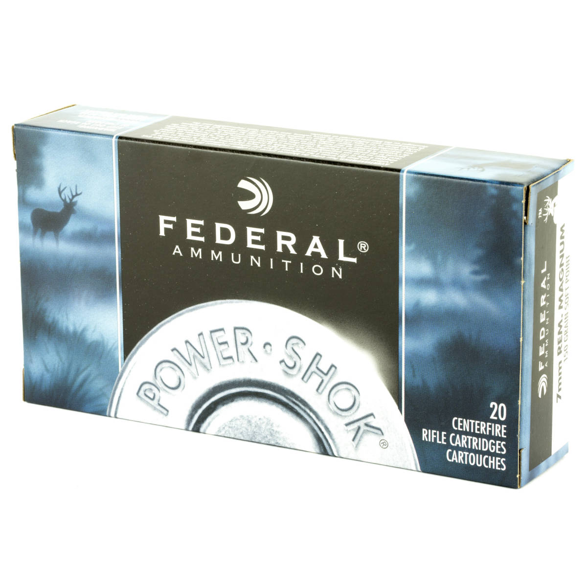 Federal 7RA Power-Shok 7mmRemMag 150gr Jacketed Soft Point 20 Per Box ...