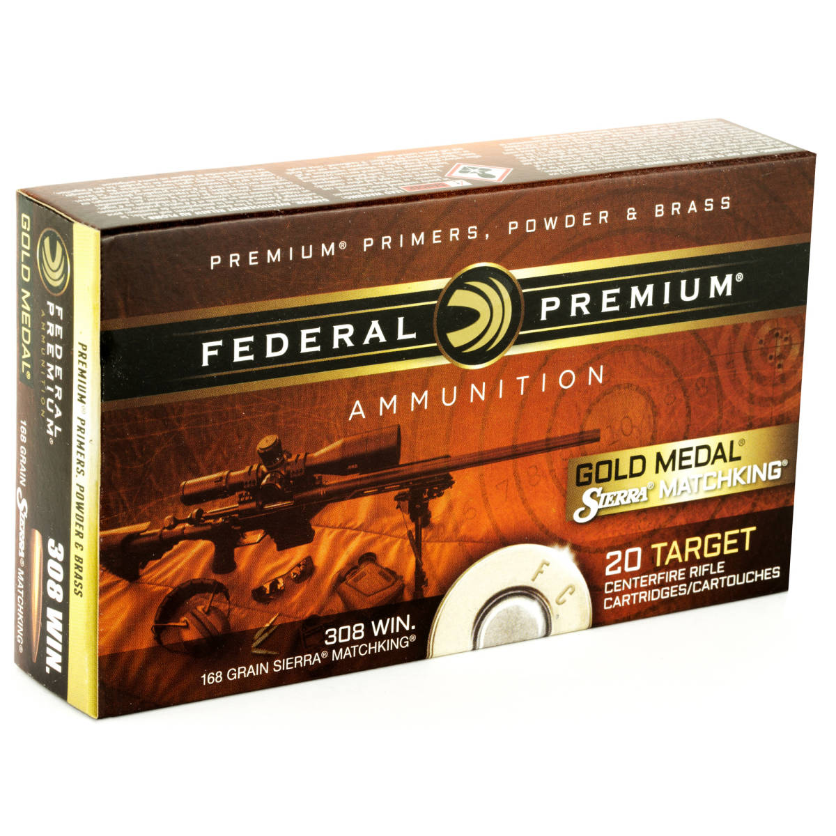 Federal GM308M Premium Gold Medal 308 Win 168 gr Sierra MatchKing BTHP ...
