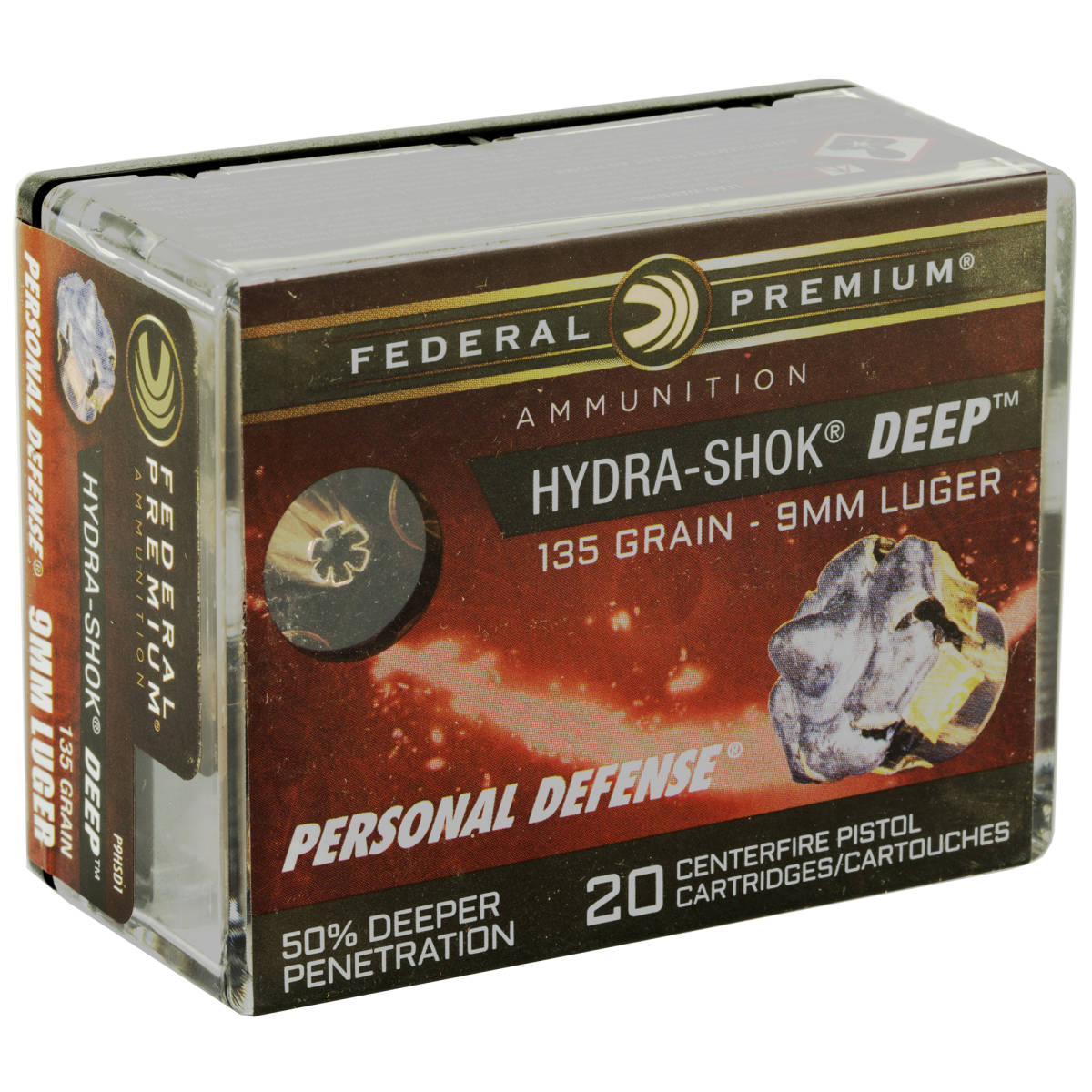 Federal P9HSD1 Premium Personal Defense 9mmLuger 135gr Hydra-Shok Deep ...