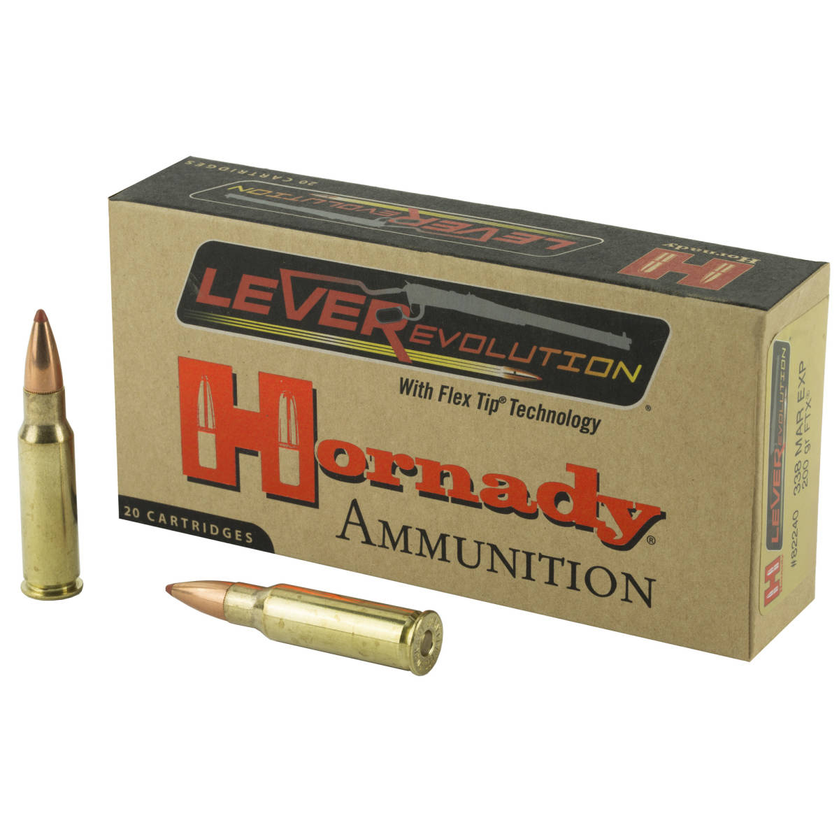 Hornady 82240 LEVERevolution 338MarlinExpress 200gr Flex Tip eXpanding ...