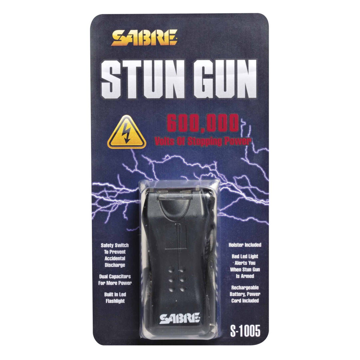 Sabre S1005BK Mini Stun Gun Black Includes Flashlight/Holster/Wrist ...