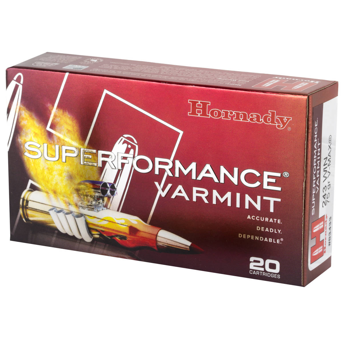 Hornady 83433 Superformance Varmint 243 Win 75 gr V-Max (VMX) 20 Per ...