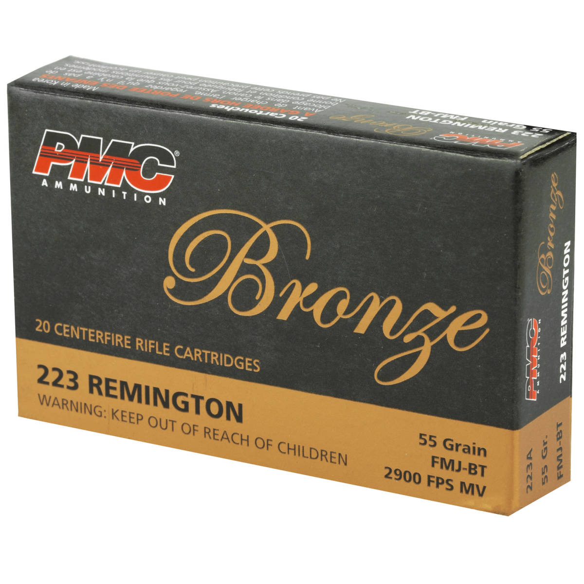 PMC Bronze Rifle 223 Rem 55 Grain FMJ 20 Rounds 223A - Rifle Ammunition ...