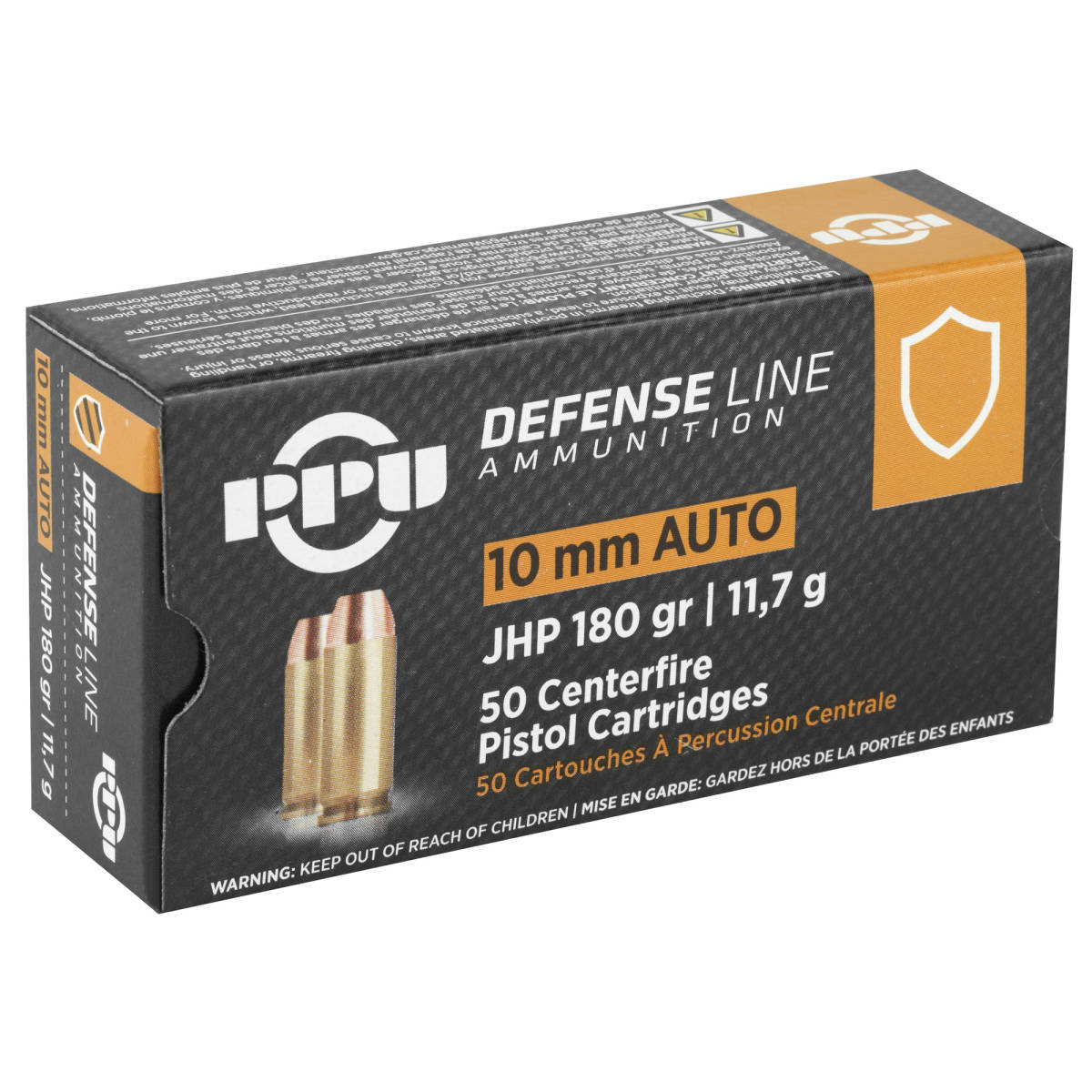 PPU PPD10 Defense 10mmAuto 180gr Jacketed Hollow Point 50 Per Box/10 ...