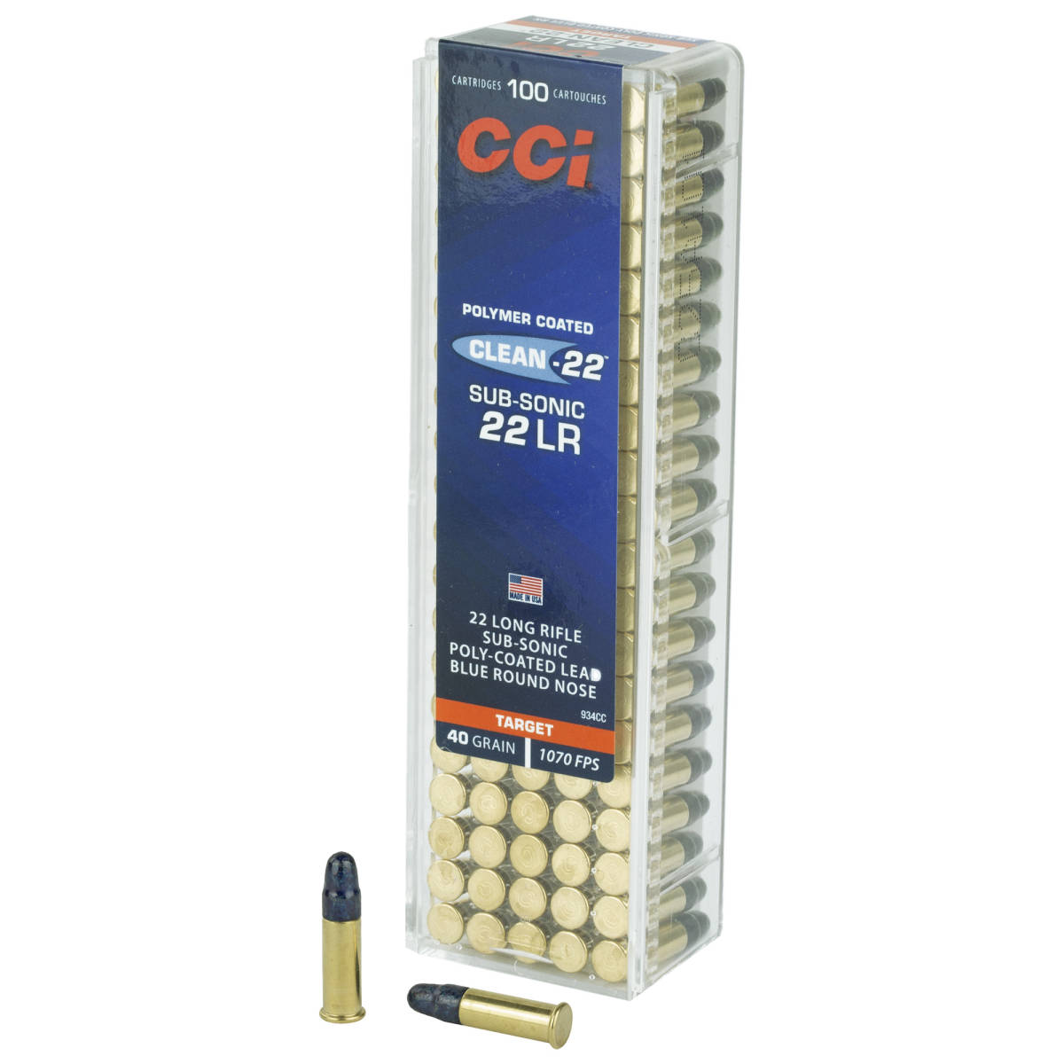 CCI 934CC Clean-22 Subsonic 22LR 40gr Lead Round Nose 100 Per Box/50 ...