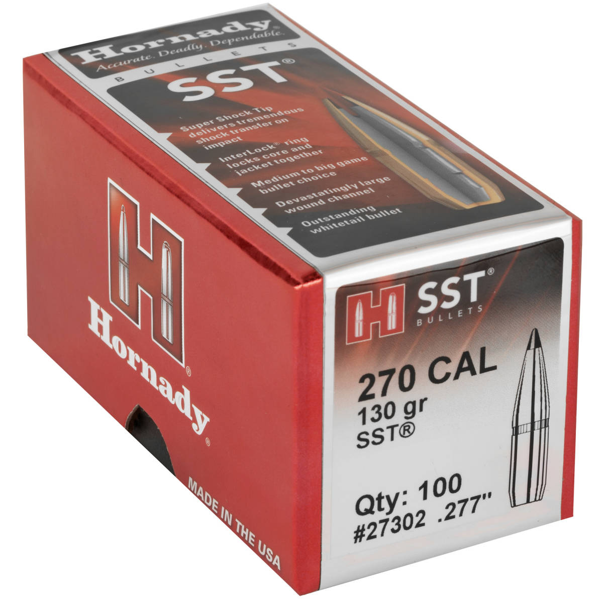 Hornady 27302 SST 270 Cal .277 130 gr Super Shock Tip 100 Per Box/ 25 ...