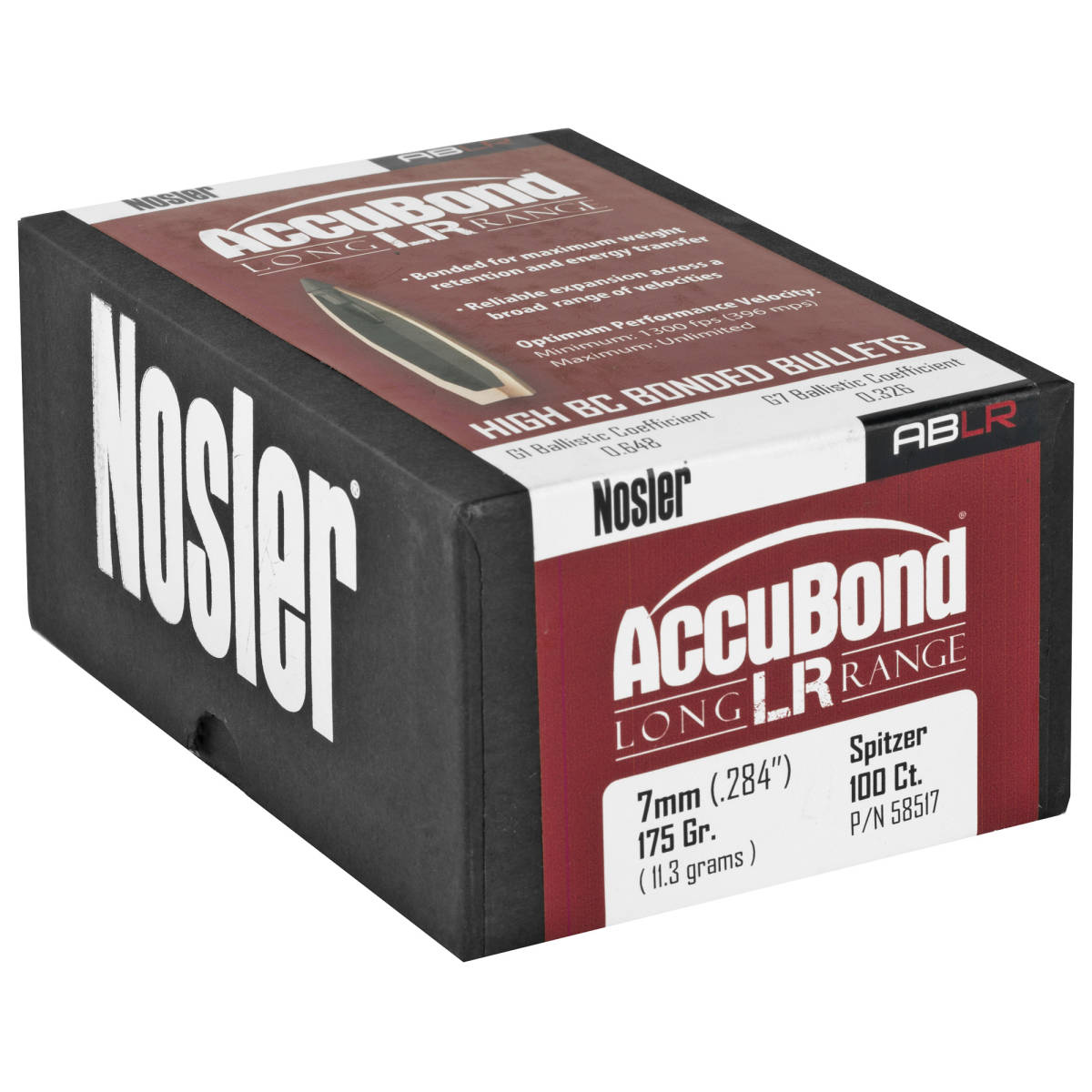 Nosler 58517 AccuBond Long Range 7mm .284 175 gr Spitzer Point 100 Per Box - Other Reloading ...