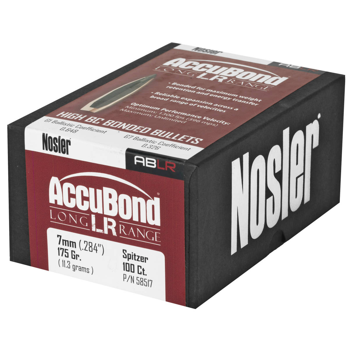 Nosler 58517 AccuBond Long Range 7mm .284 175 gr Spitzer Point 100 Per Box - Other Reloading ...