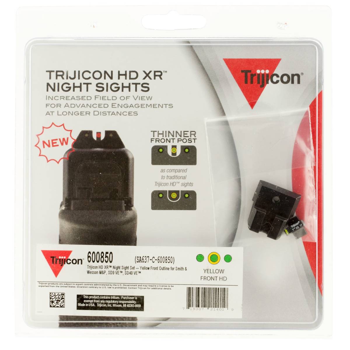 Trijicon 600850 HD XR Night Sights Green/Tritium Yellow Outline Front ...