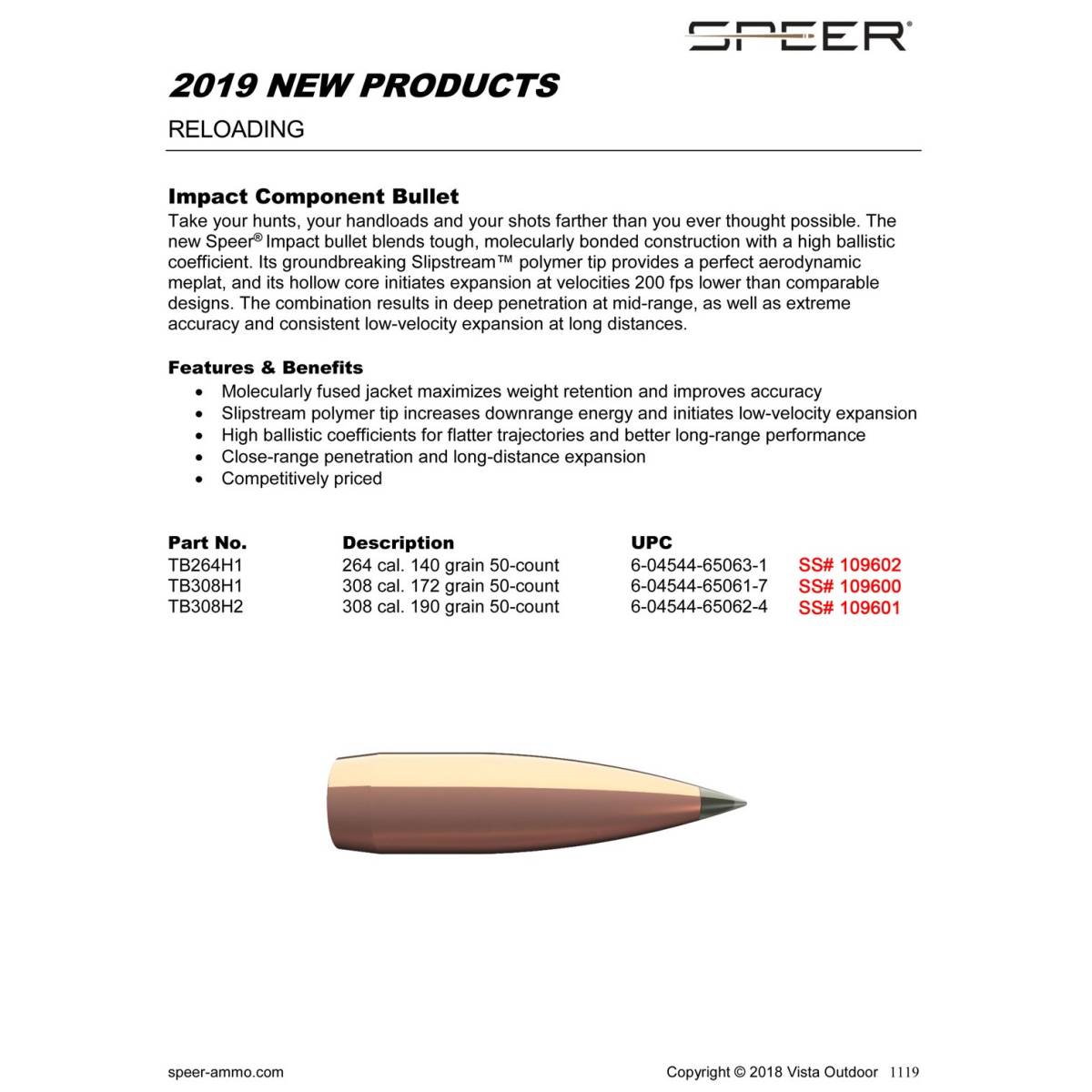 Speer TB308H2 Impact 30Cal 190gr 50 Per Box/5 Case - Other Reloading Supplies at GunBroker.com ...