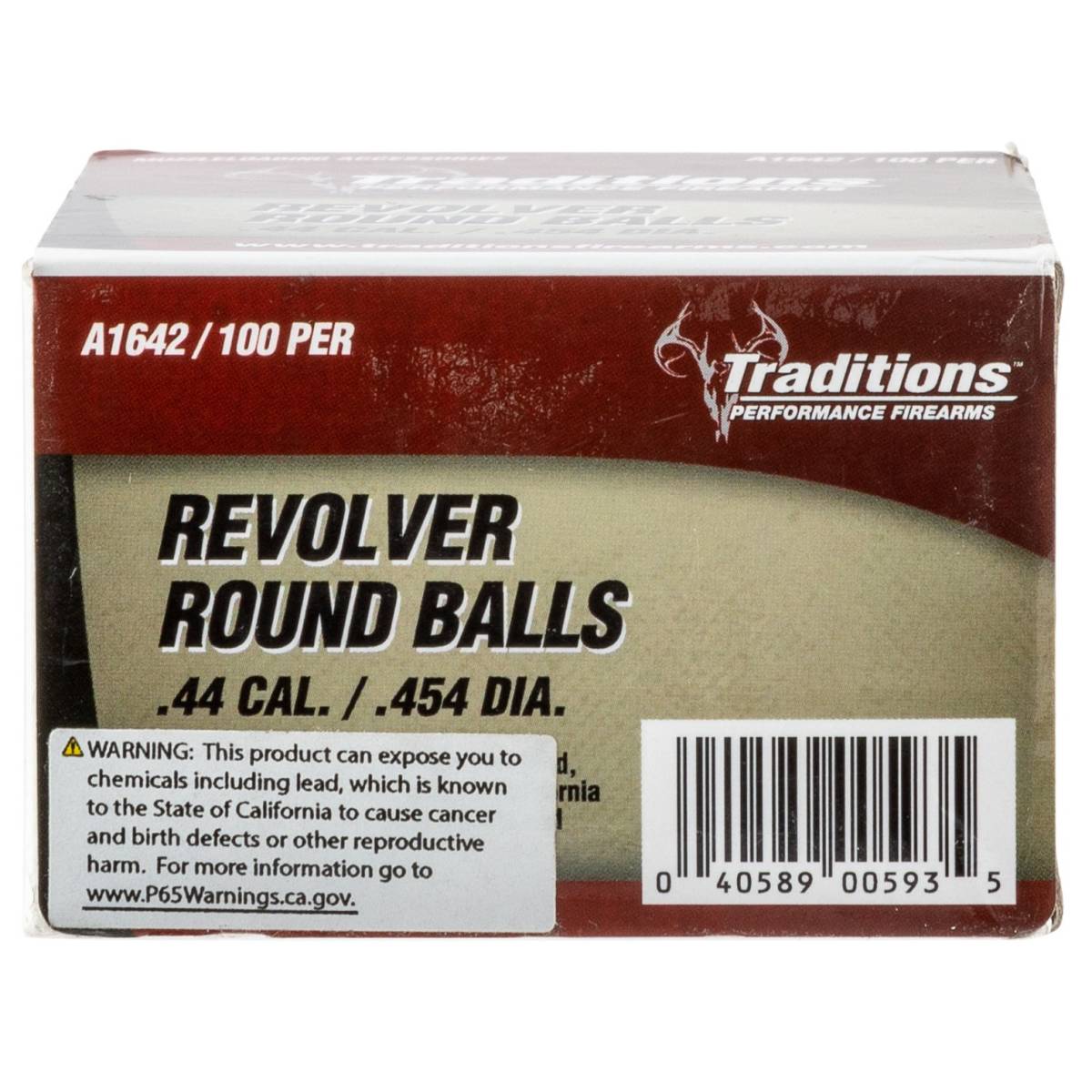 Traditions A1642 Revolver 44Cal Lead Ball 140gr 100/Box - Black Powder ...