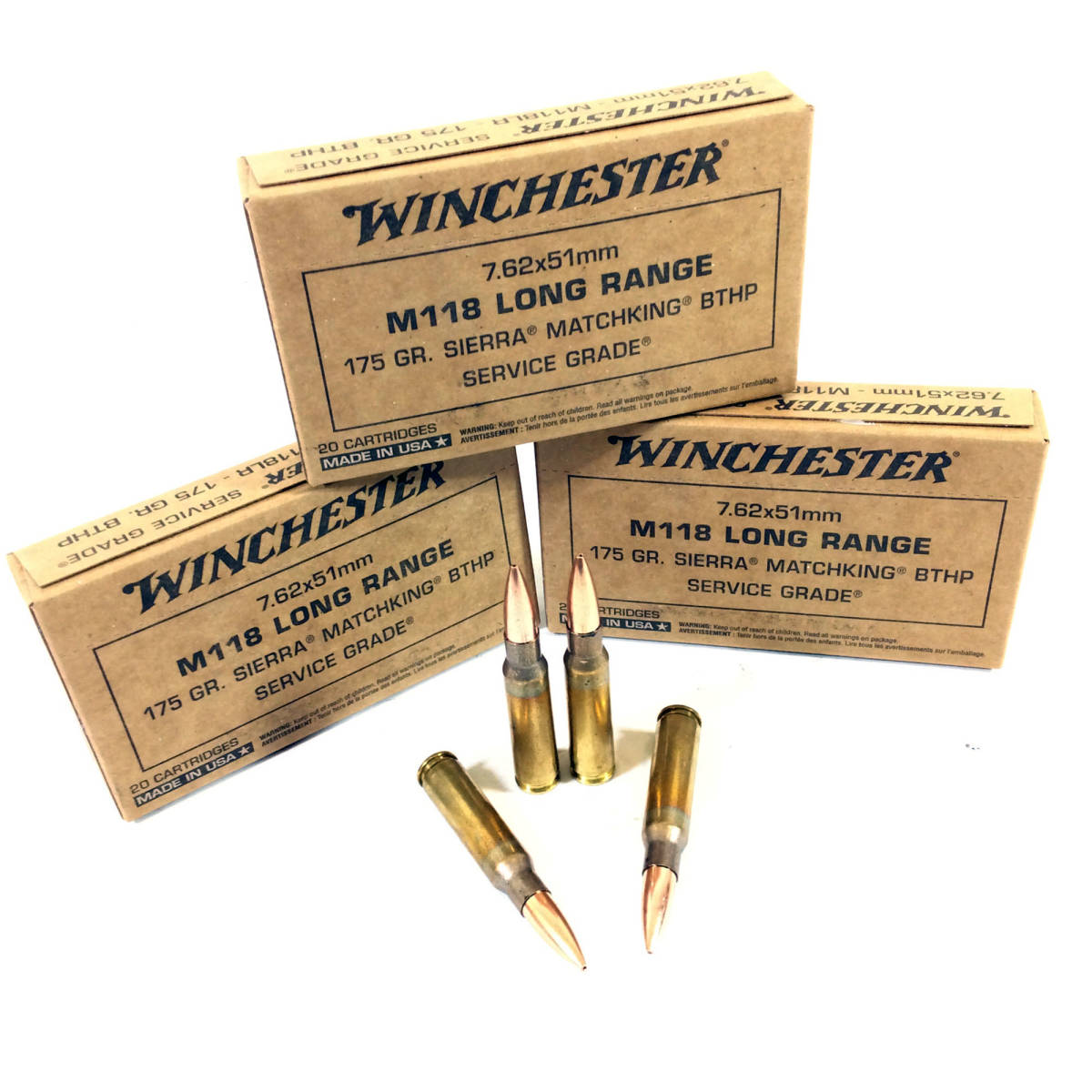 Winchester Sierra 7.62x51mm NATO 175 gr MatchKing Hollow Point 762 ...