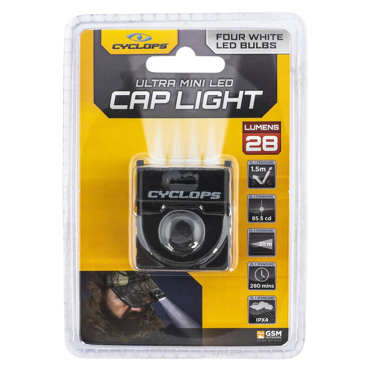 Cyclops CYCHCBLKW Ultimate Hat Clip Light 4 LED White Bulb Black ...