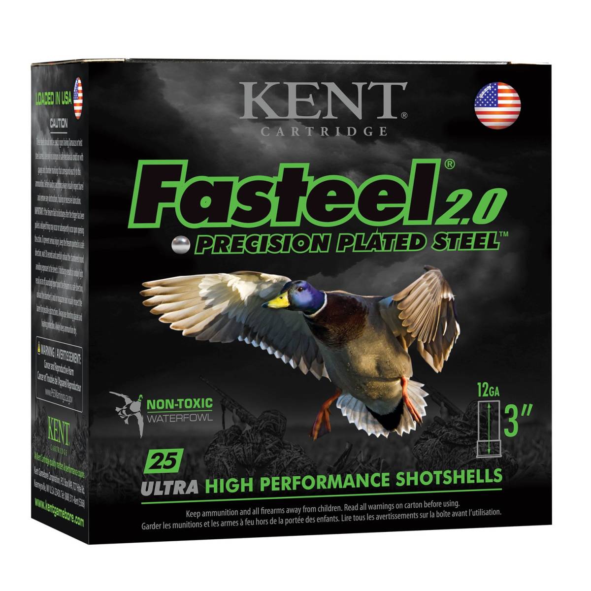 Kent Cartridge K123FS36BB Fasteel 2.0 12 Gauge 3” 1 1/4 oz BB Shot 25 ...