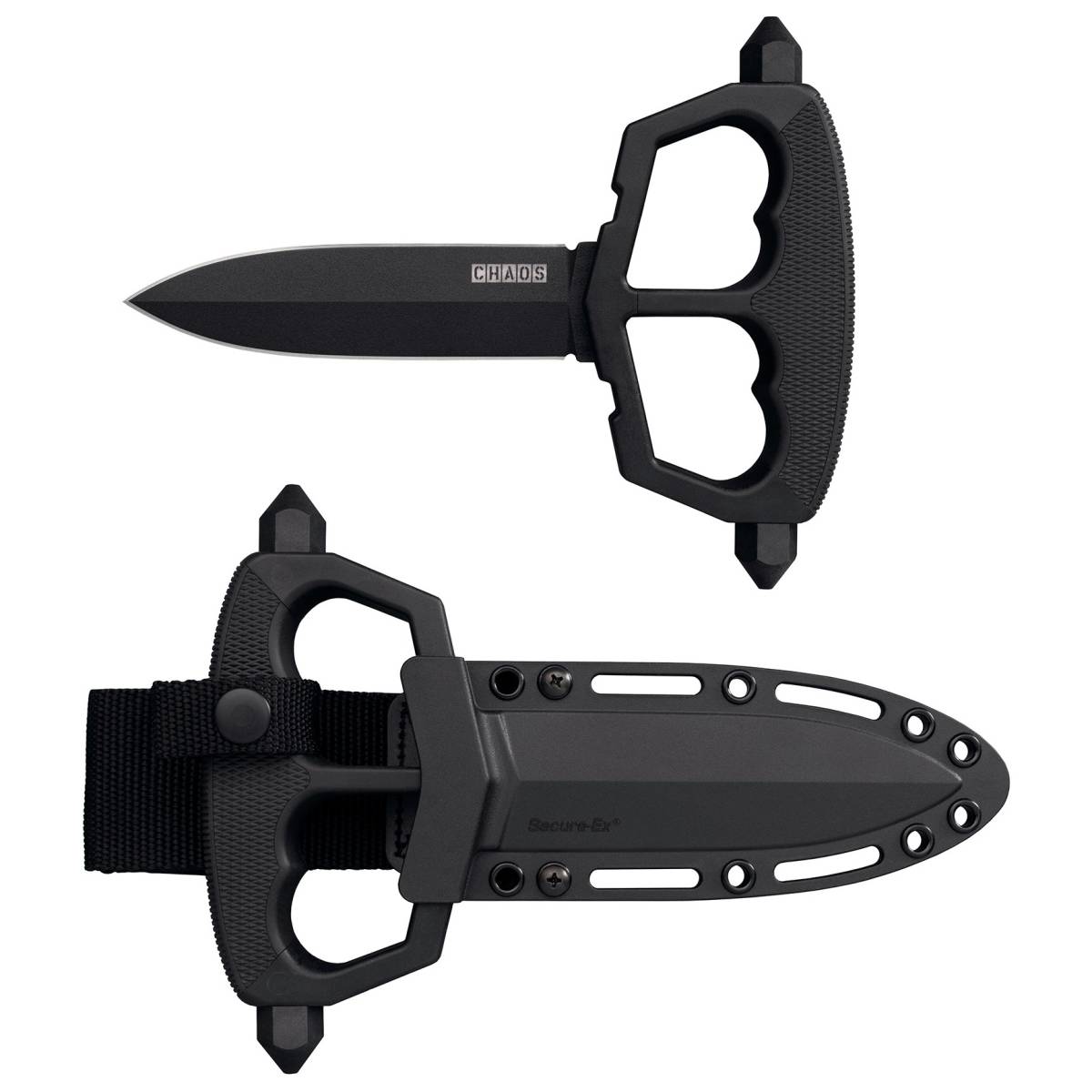 Cold Steel CS80NT3 Chaos Push Knife 5” Fixed Plain Black Matte Powder ...