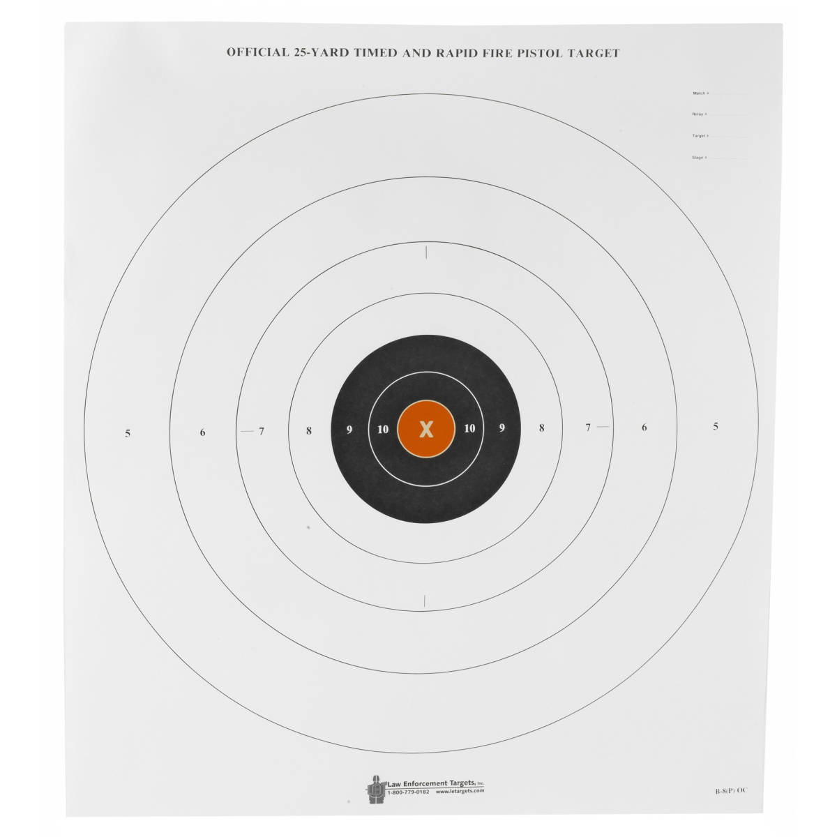 Action Target B8POC100 Competition NRA Time & Rapid Fire Bullseye Paper ...