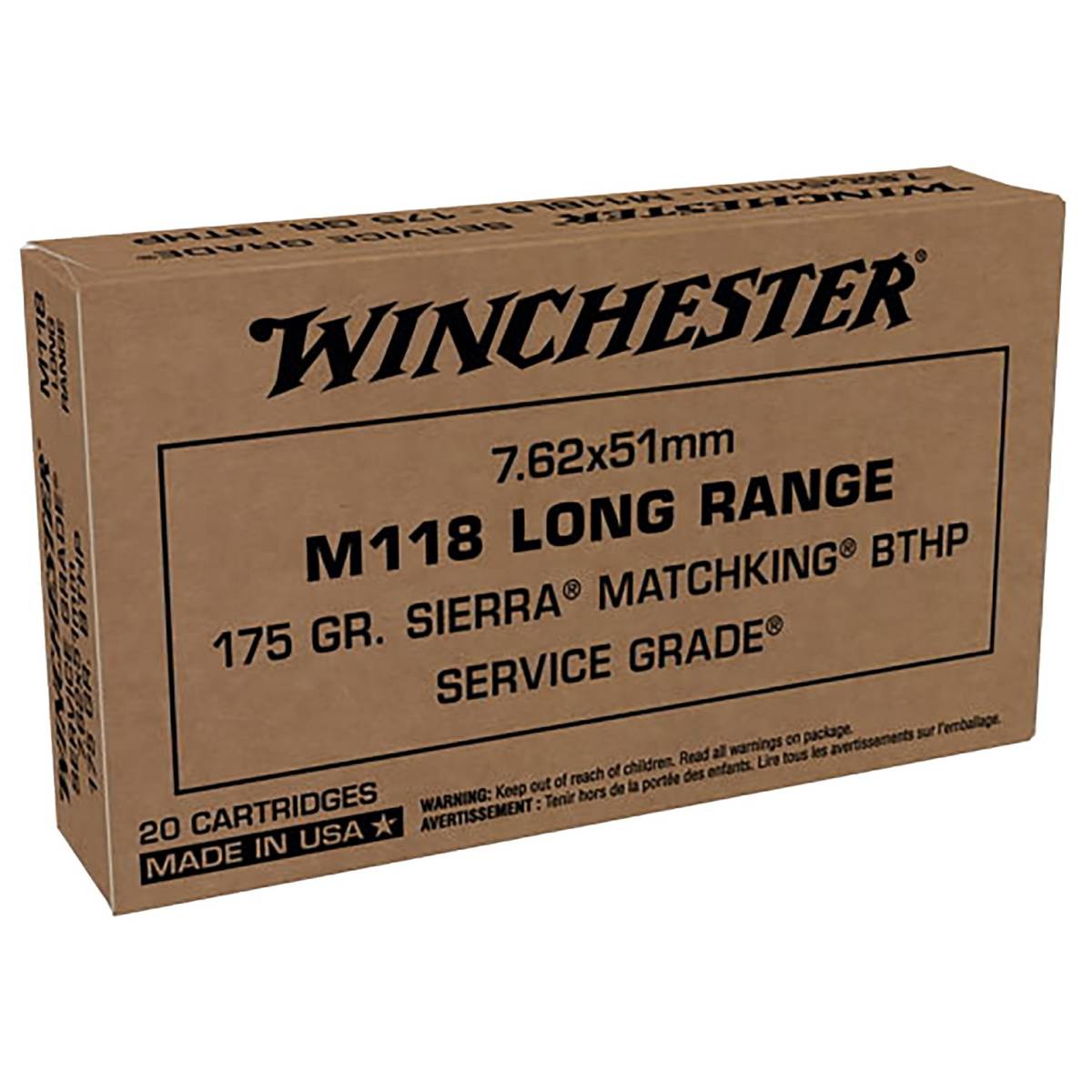 Winchester Sierra 7.62x51mm NATO 175 gr MatchKing Hollow Point 762 ...