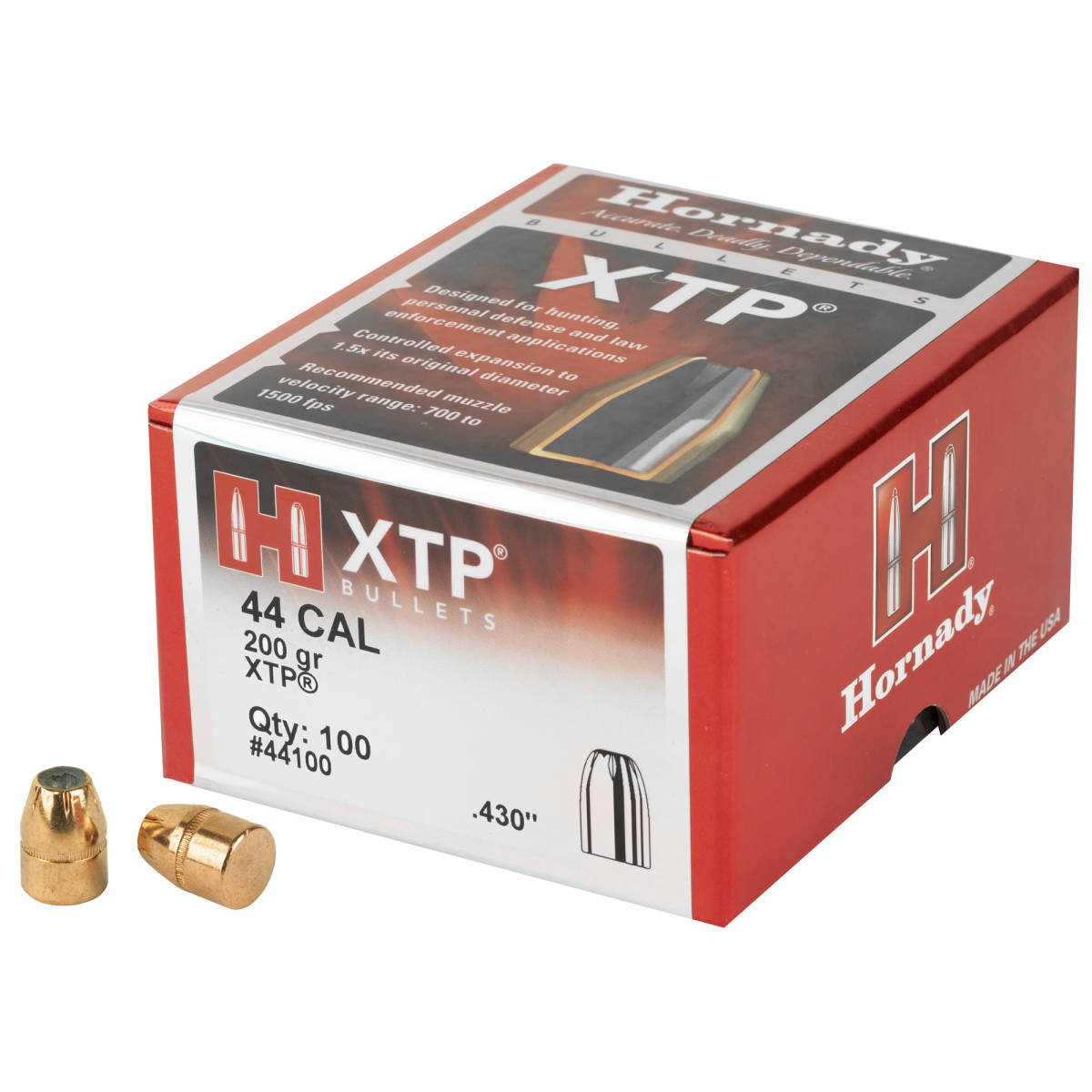 Hornady 44100 XTP 44 Cal .430 200 gr Hollow Point 100 Per Box/ 15 Case ...