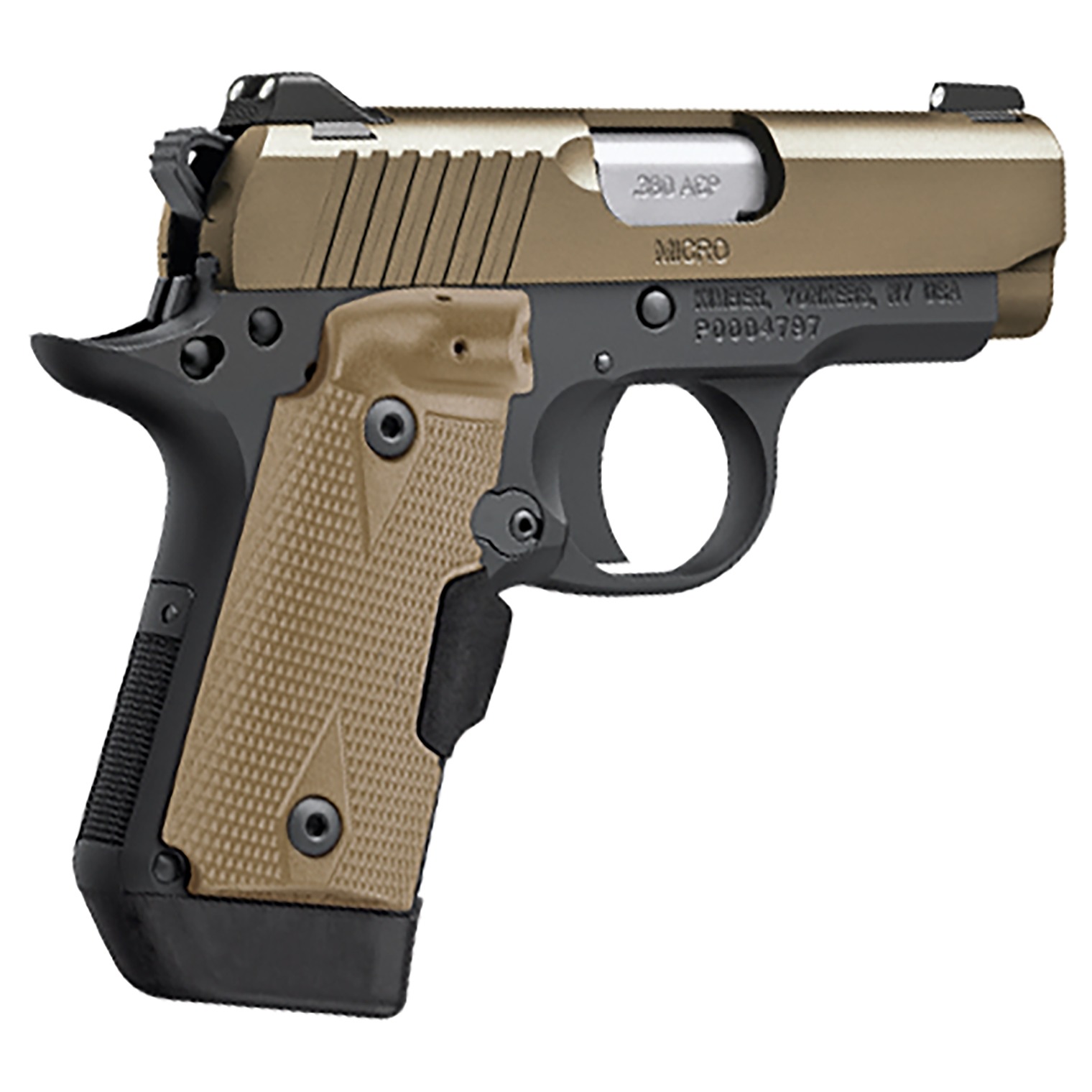 Kimber Mfg.,inc 3300209 Micro Desert Tan LG NS 380 ACP 7+1 2.75” Matte Black Stainless Steel ...