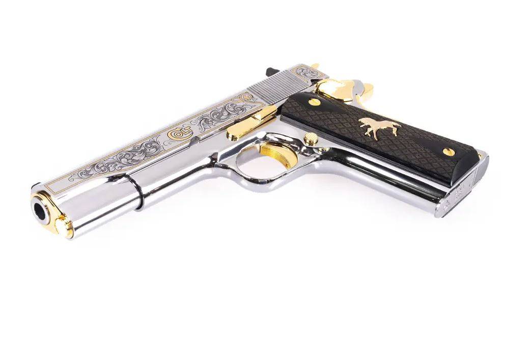 COLT 1911 .38 Super Engraved 1 of 500 Deluxe Bright Stainless Steel ...