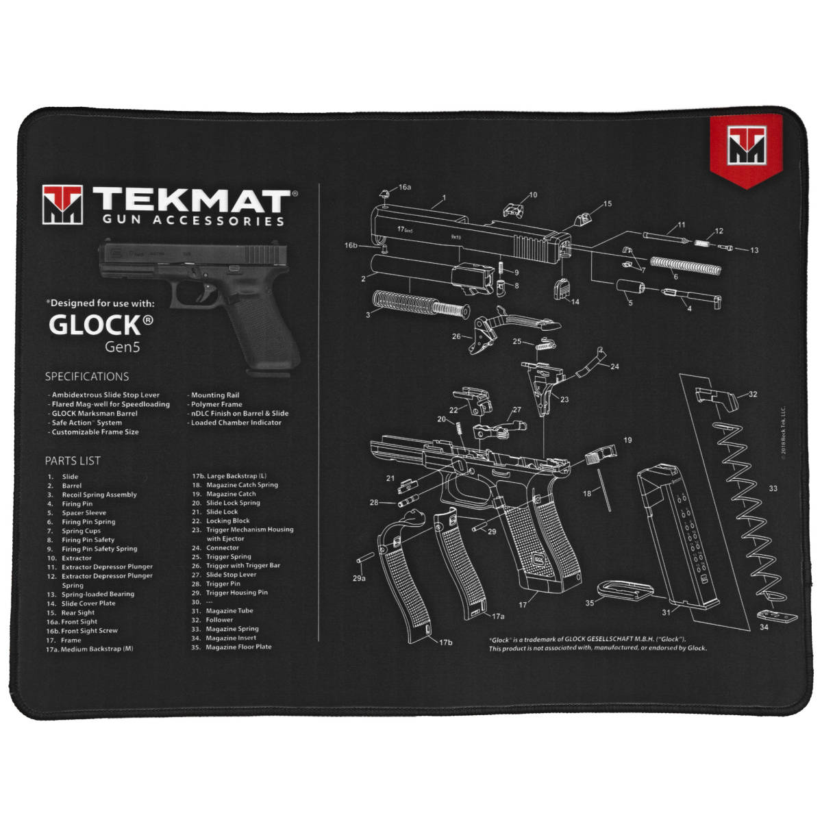 TekMat TEKR20GLOCK-G5 Glock Gen 5 Ultra 20 Cleaning Mat Multi-Color ...