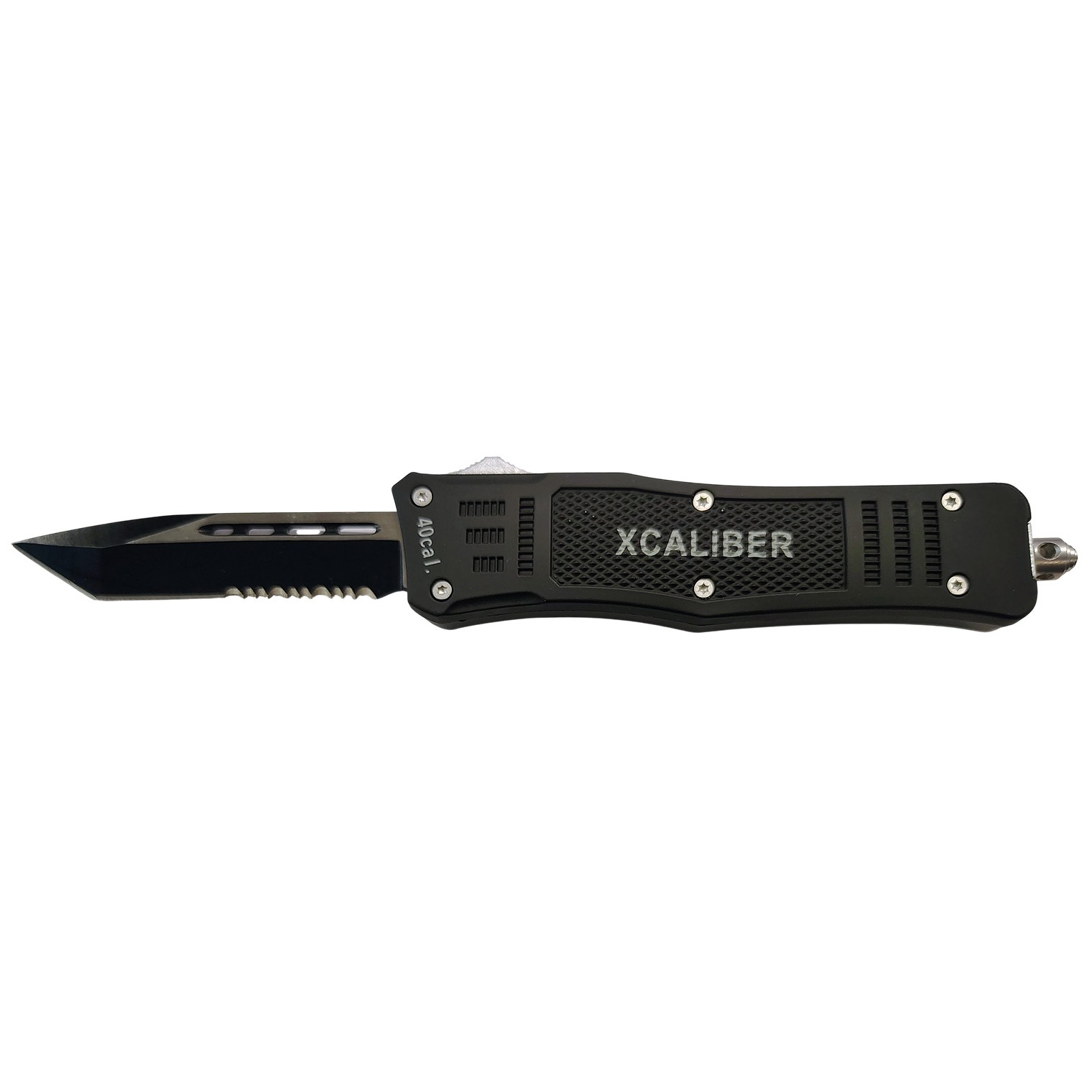 Xcaliber Knife Company 40 Cal Medium 3.25” OTF Tanto Part Serrated 440C ...