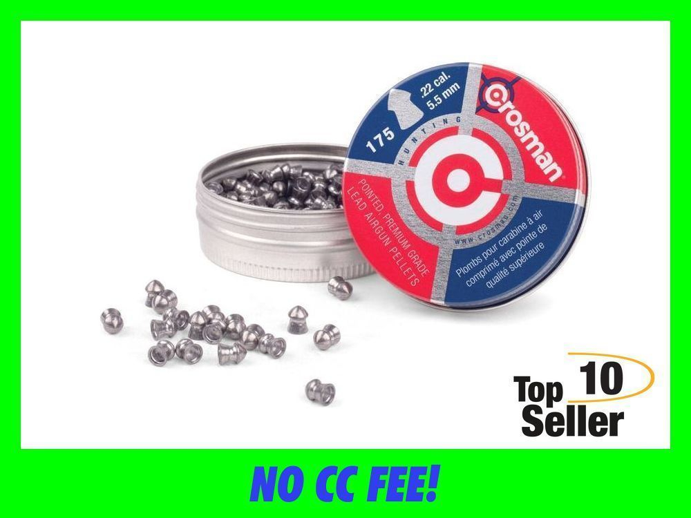 Crosman P022 Premier Pointed 22 Lead Hunting Pellet 175/Tin - Air Gun ...
