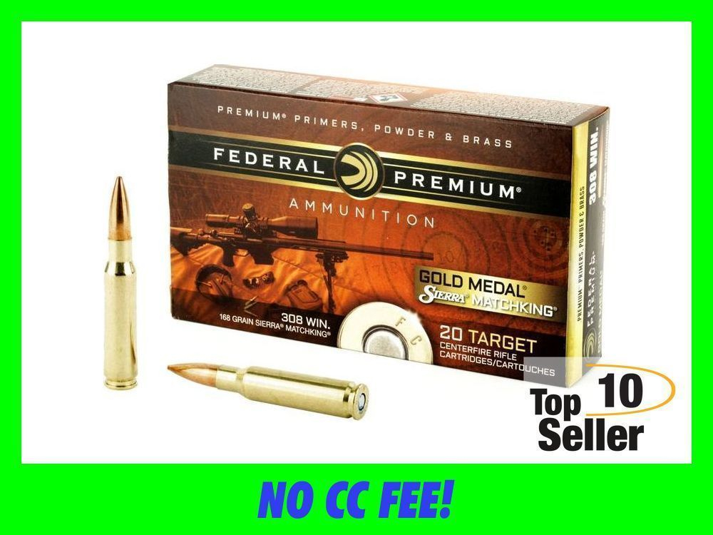 Federal GM308M Premium Gold Medal 308 Win 168 gr Sierra MatchKing BTHP ...