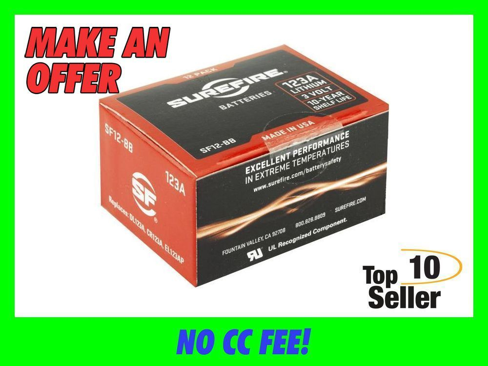 SureFire SF12BB 123A Batteries Red/Black 3.0 Volts 1,550 mAh (12 ...