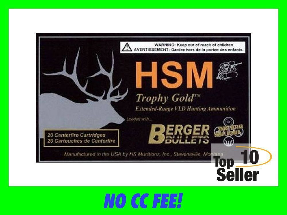 HSM 7MAG180VLD Trophy Gold Extended Range 7mm Rem Mag 180 gr Berger ...