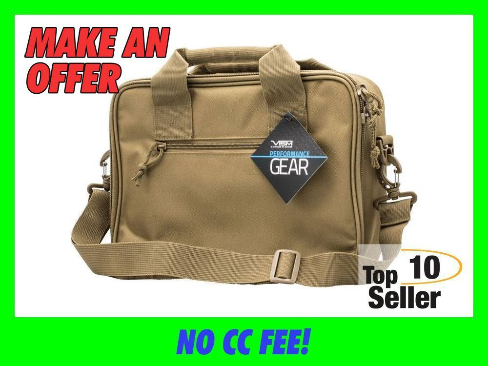 NcStar CPDX2971T VISM Double Pistol Range Bag w/ Mag Pouches Loop ...
