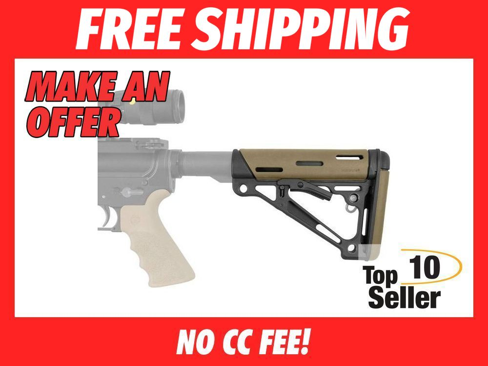 Hogue 15350 OverMolded Collapsible Buttstock Tan Rubber Black Synthetic ...
