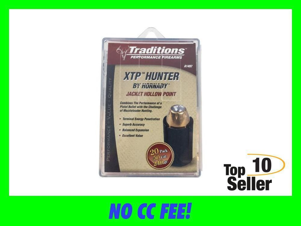 Traditions A1497 XTP Hunter Muzzleloader Bullets 50 Cal Jacketed Hollow ...