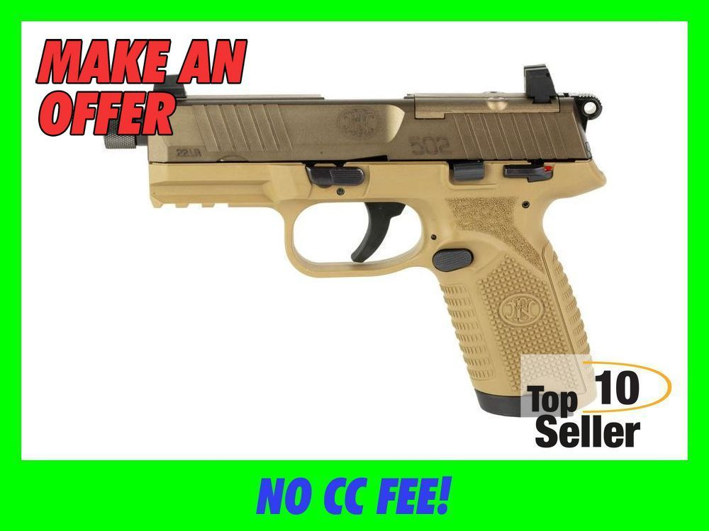 FN 66101009 502 Tactical 22 LR 10+1 4.60” Black Steel Threaded Barrel ...