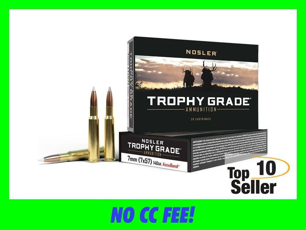 Nosler 47118 Trophy Grade 7x57mm Mauser 140gr AccuBond 7mm Ammo 7x57 ...