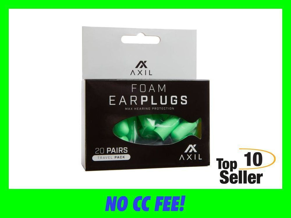 Axil LLC AXFP20GKP Travel Pack Foam Ear Plugs 31dB Green 20 Pair ...