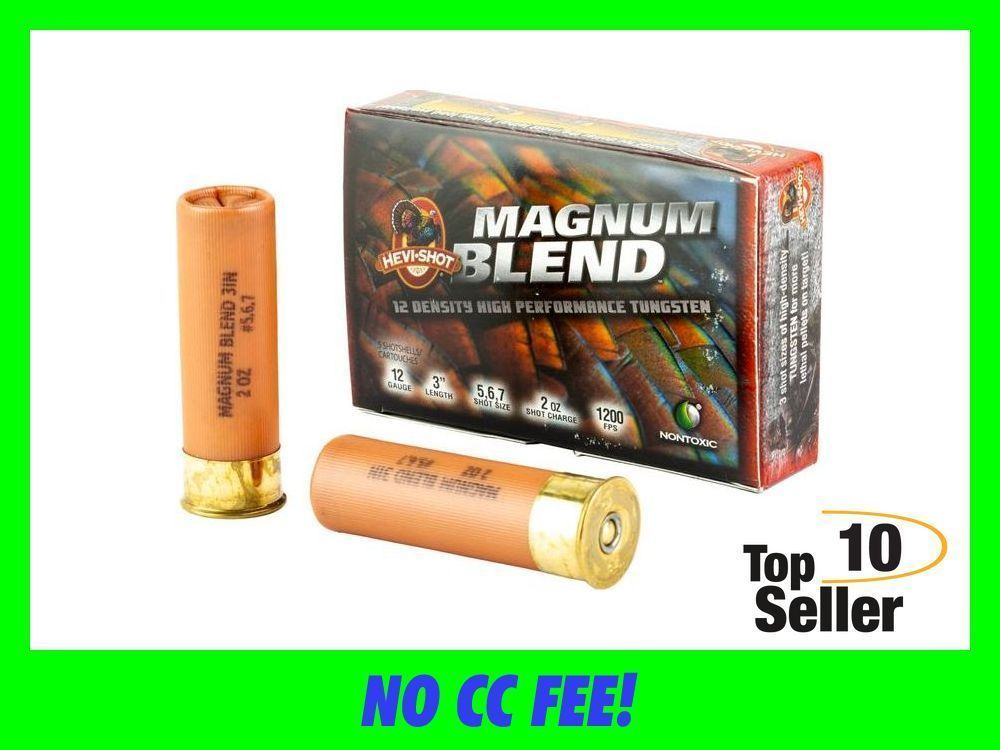 HEVI-Shot HS41255 Magnum Blend 12Gauge 3” 2oz Tungsten 5/6/7Shot 5 Per ...