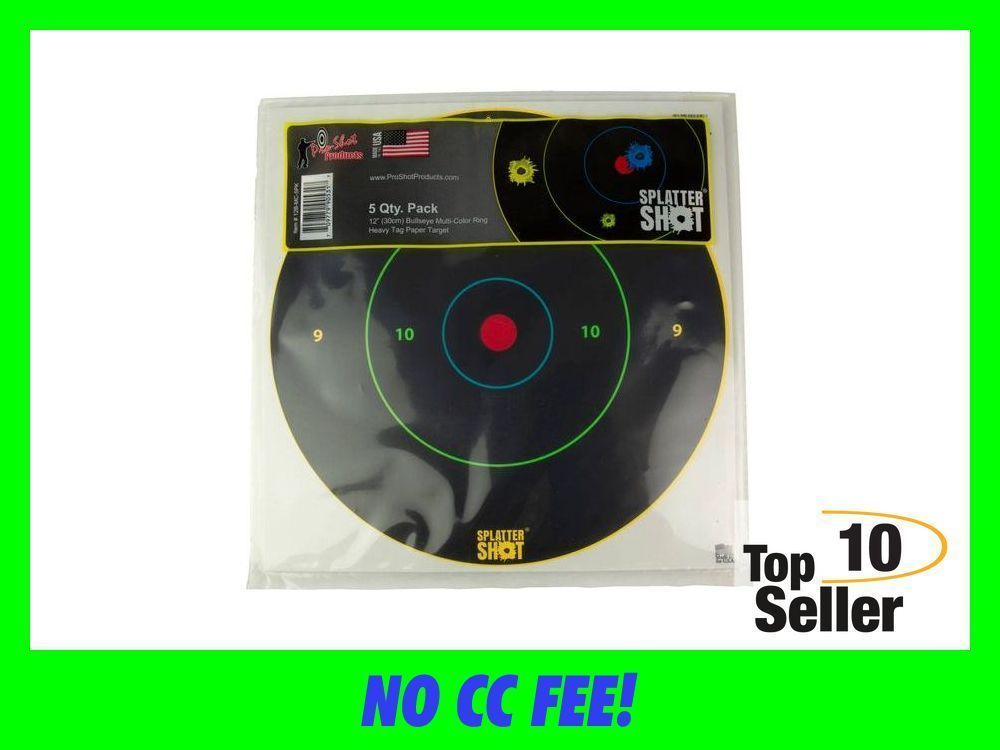 PROSHOT 12” MULTI CLR BULLSEYE 5PK - Shooting Targets at GunBroker.com ...